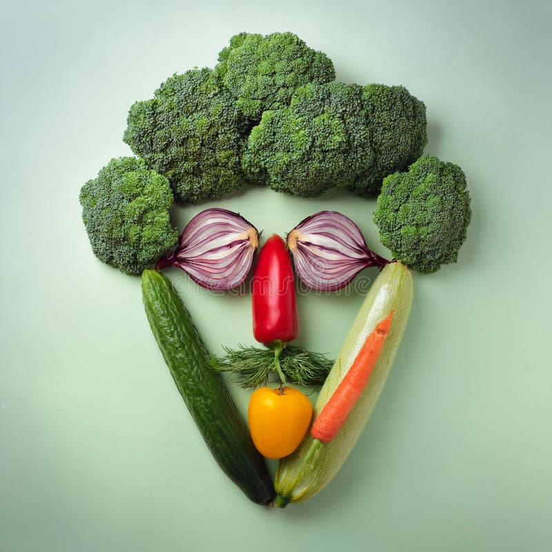 Face Made of Vegetables, AI Generated Stock Illustration - Illustration ...