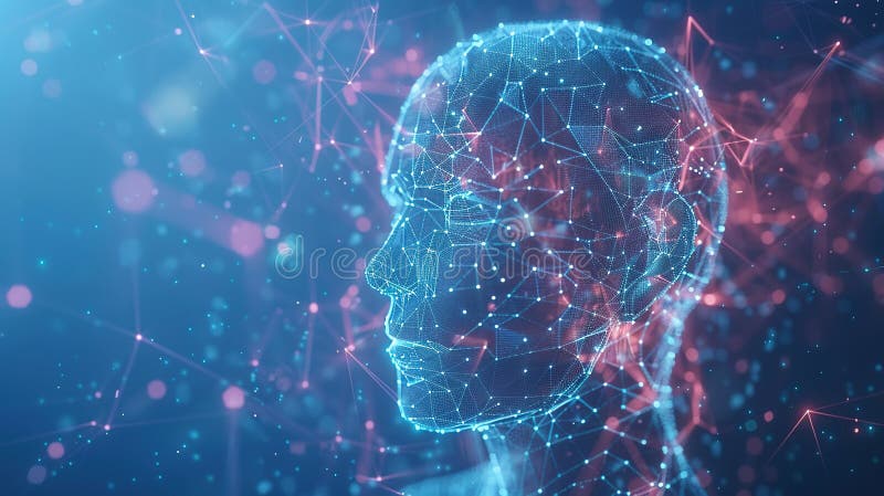 The Face of a Man of the Future. Artificial Intelligence Concept ...