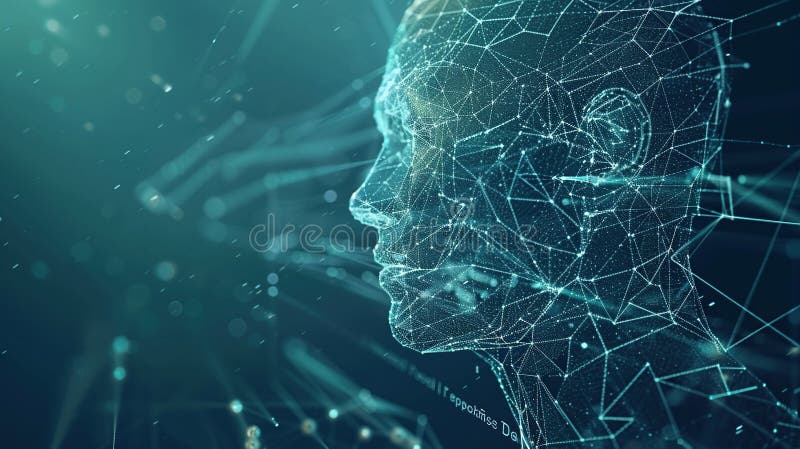 The Face of a Man of the Future. Artificial Intelligence Concept ...