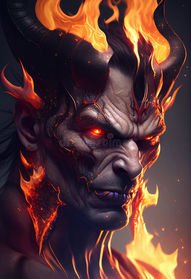 The Face of a Man from Hell on Fire. AI Genarated Stock Photo - Image ...