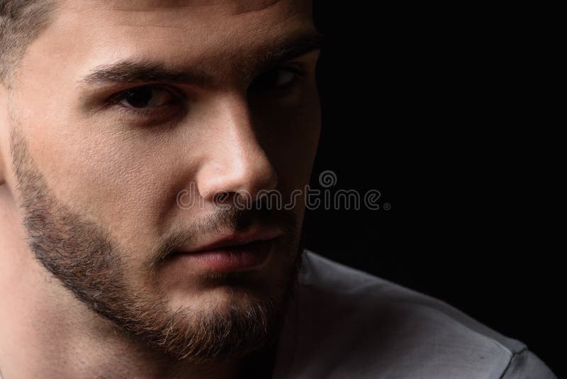 Calm Man In Black Coat Is Walking In City Stock Photo - Image of ...