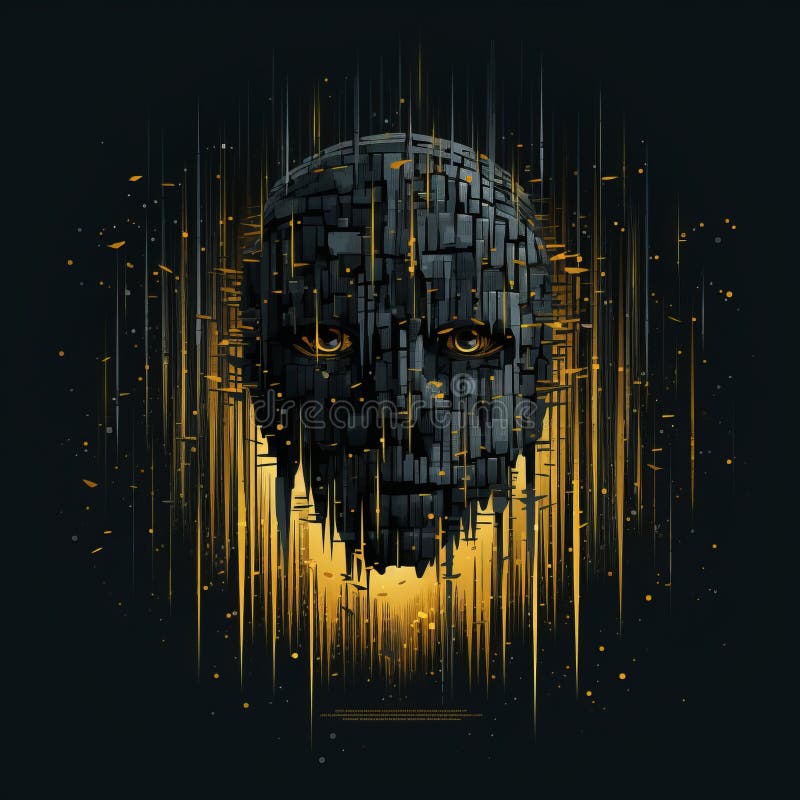 The Face of a Man is Made Out of Blocks Stock Illustration ...