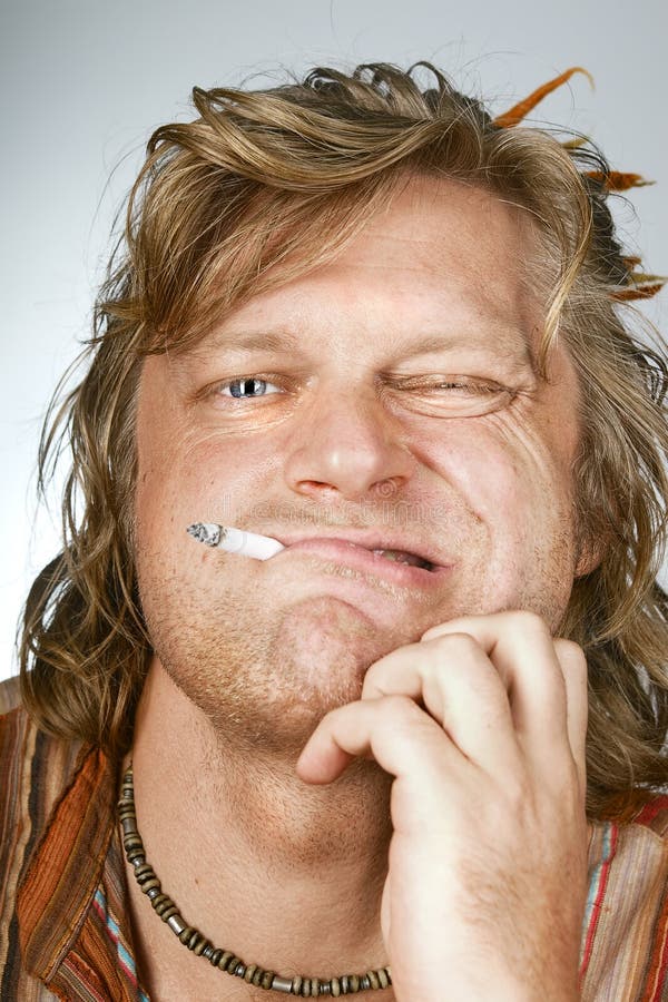 Face Man Portrait with Cigarette Stock Image - Image of human, bristle ...