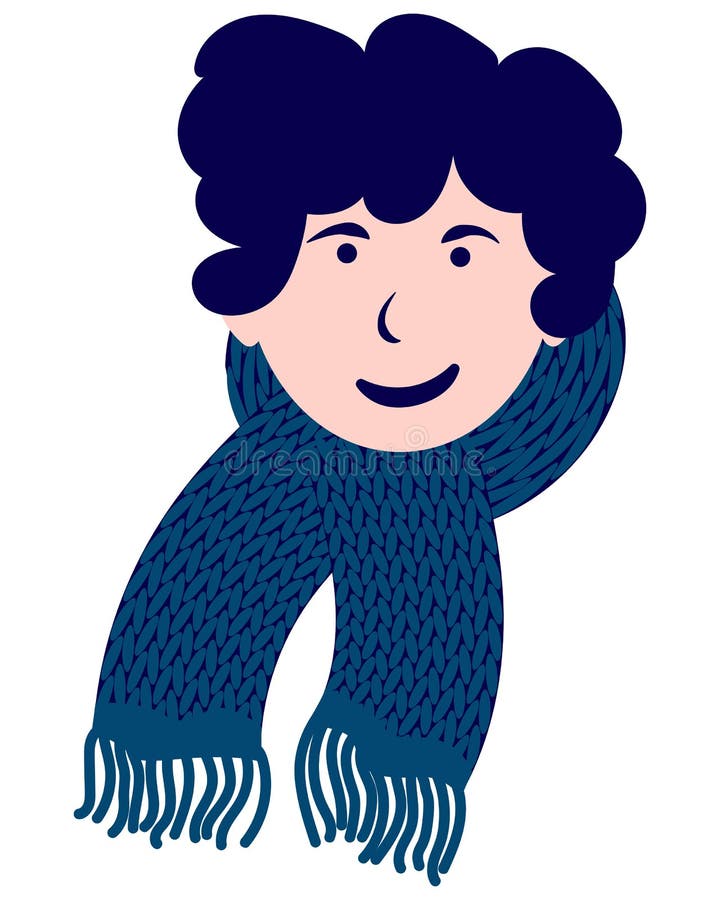 The Face of a Man in a Scarf. Cozy Character Stock Vector ...