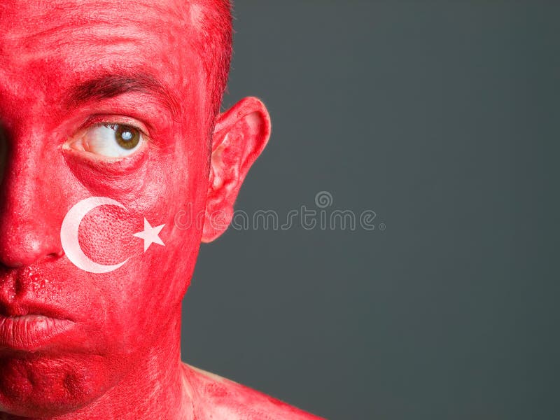 Turkish Flag - Male Face stock photo. Image of football - 3171306