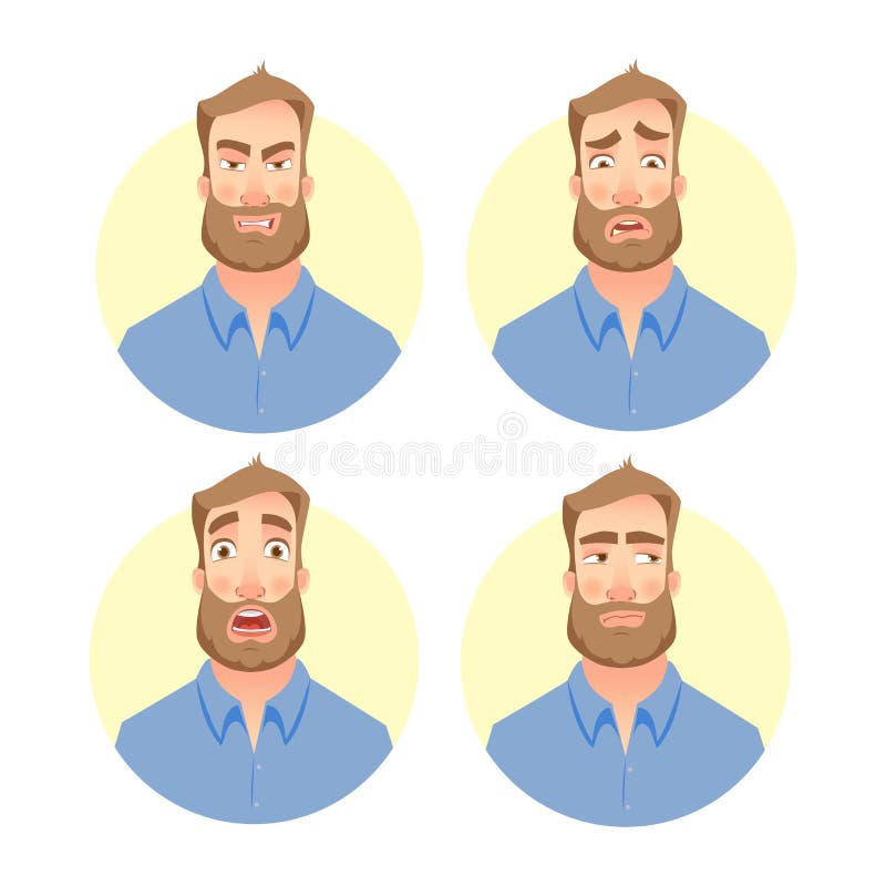 Evil face of man - set stock vector. Illustration of person - 108204381
