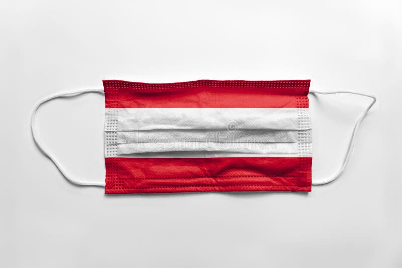 Face Mask with Austria Flag Printed, on White Background, Isolated ...