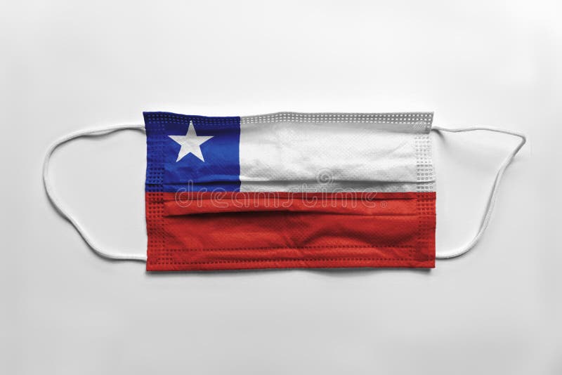 Face Mask with Chile Flag Printed, on White Background, Isolated Stock ...