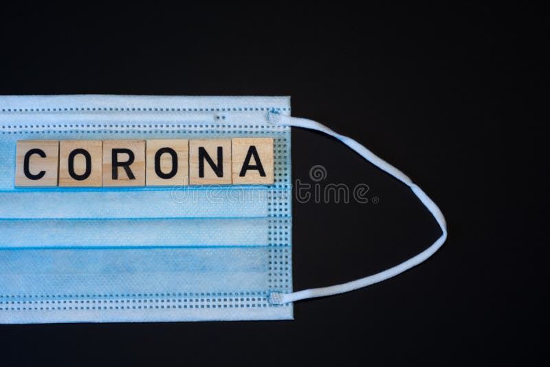 Face mask with corona word stock photo. Image of covid - 240628052