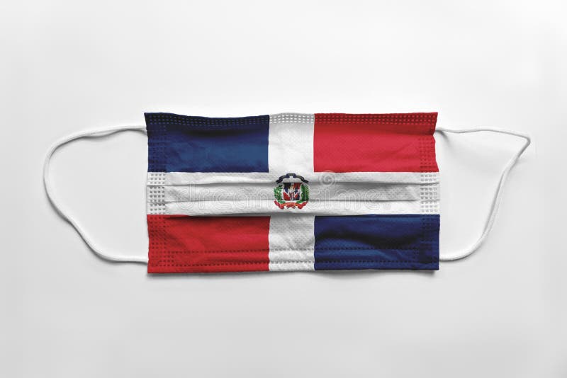 Face Mask with Dominican Republic Flag Printed, on White Background ...
