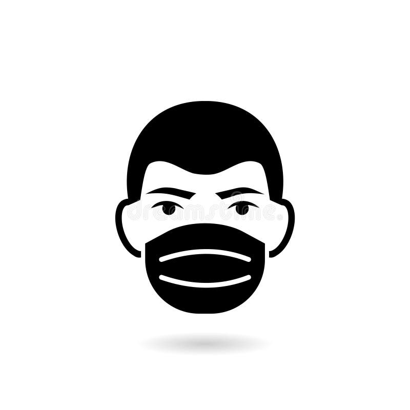 Face Mask Icon with Shadow Isolated on White Background Stock Vector ...