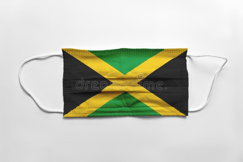 Face Mask with Jamaica Flag Printed, on White Background, Isolated ...