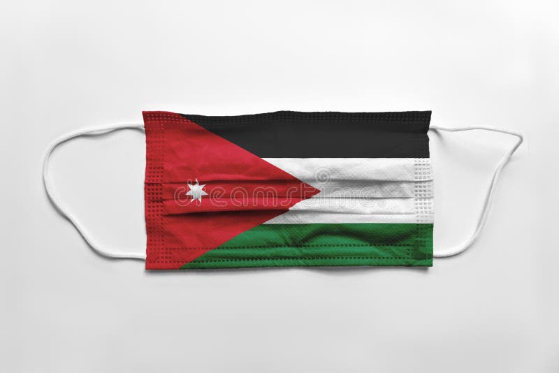 Face Mask with Jordan Flag Printed, on White Background, Isolated Stock ...