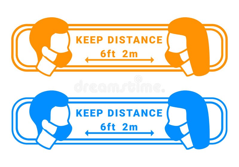 Face Mask and Keep Distance Sign Vector Stock Vector - Illustration of ...
