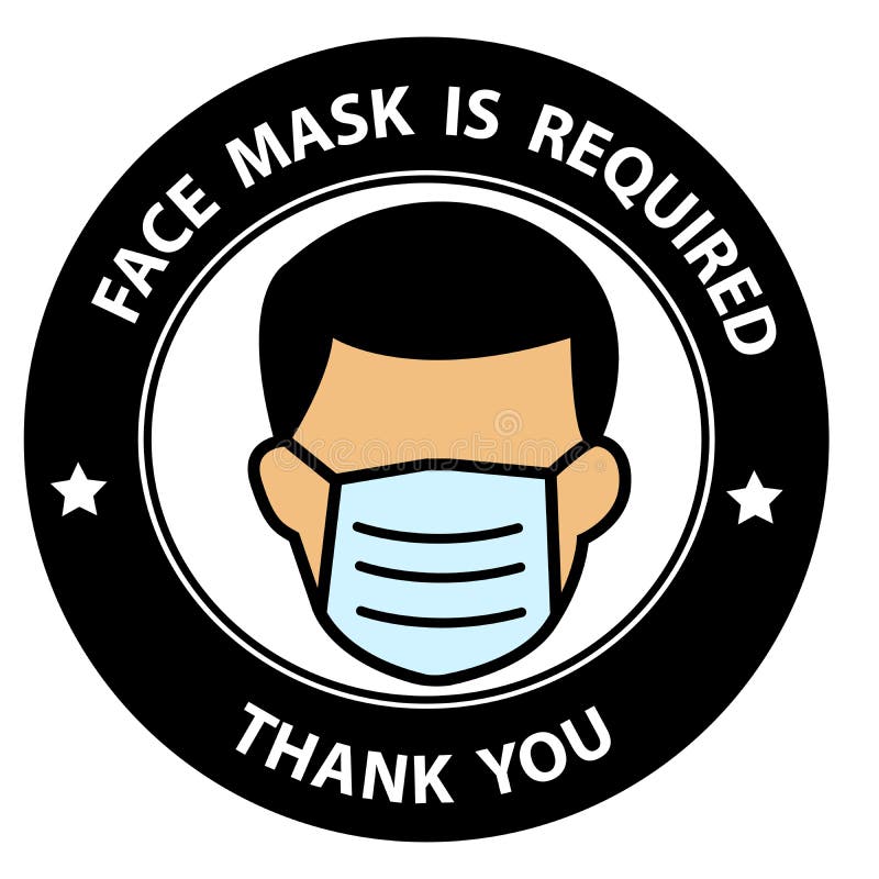 Face Mask is Required or No Face Mask No Entry Round Badge Sticker Sign ...