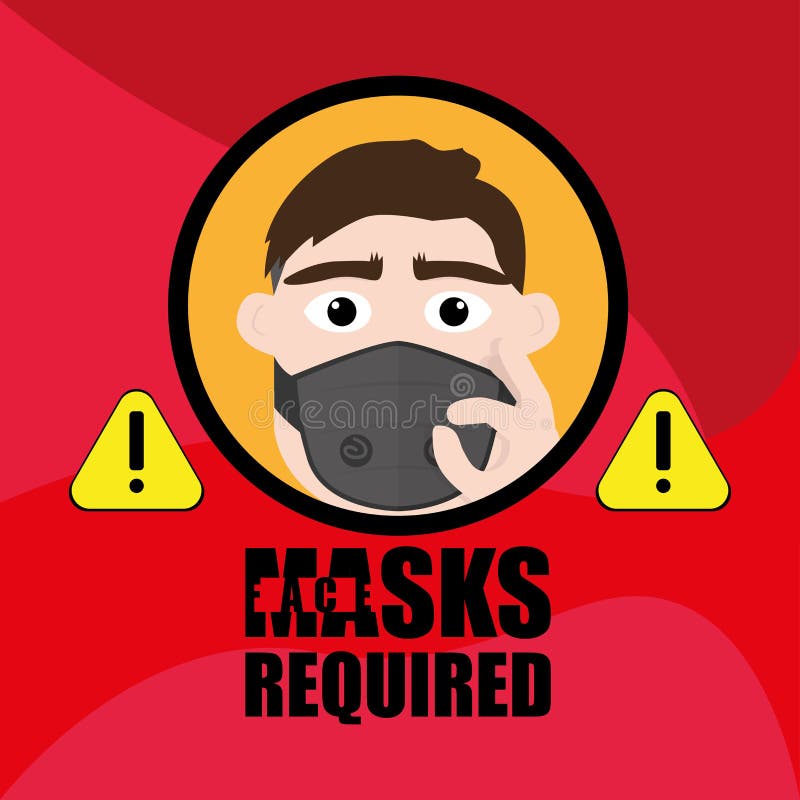 Face mask required poster stock vector. Illustration of virus - 197479503