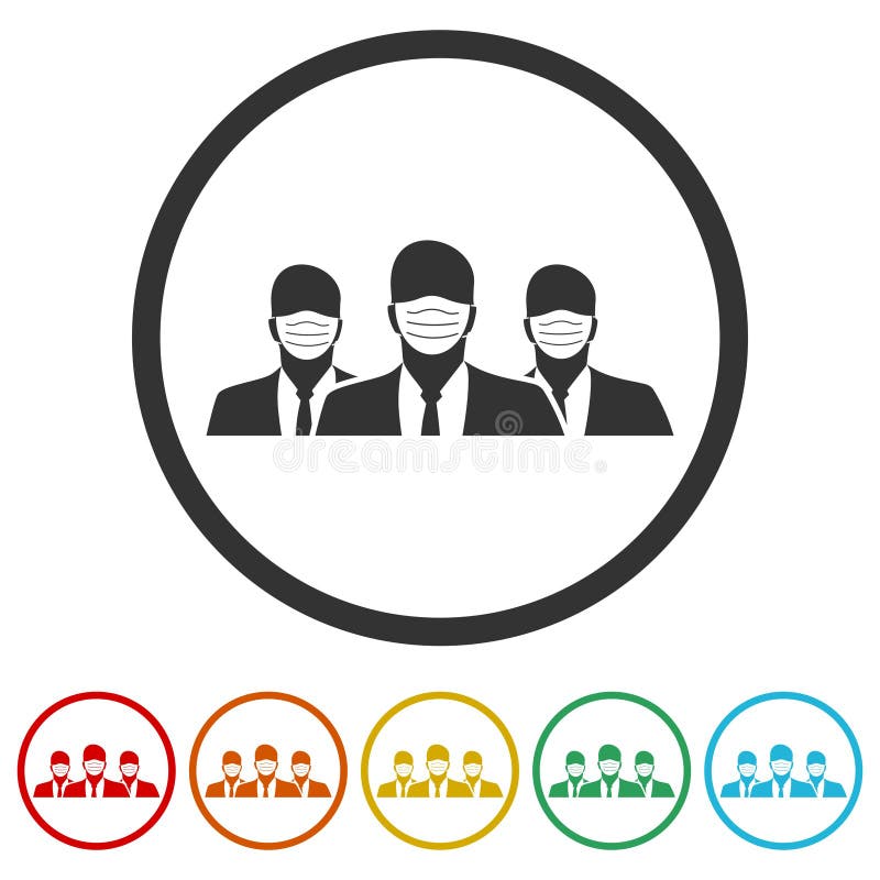 Face Mask Required Ring Icon Color Set Stock Vector - Illustration of ...