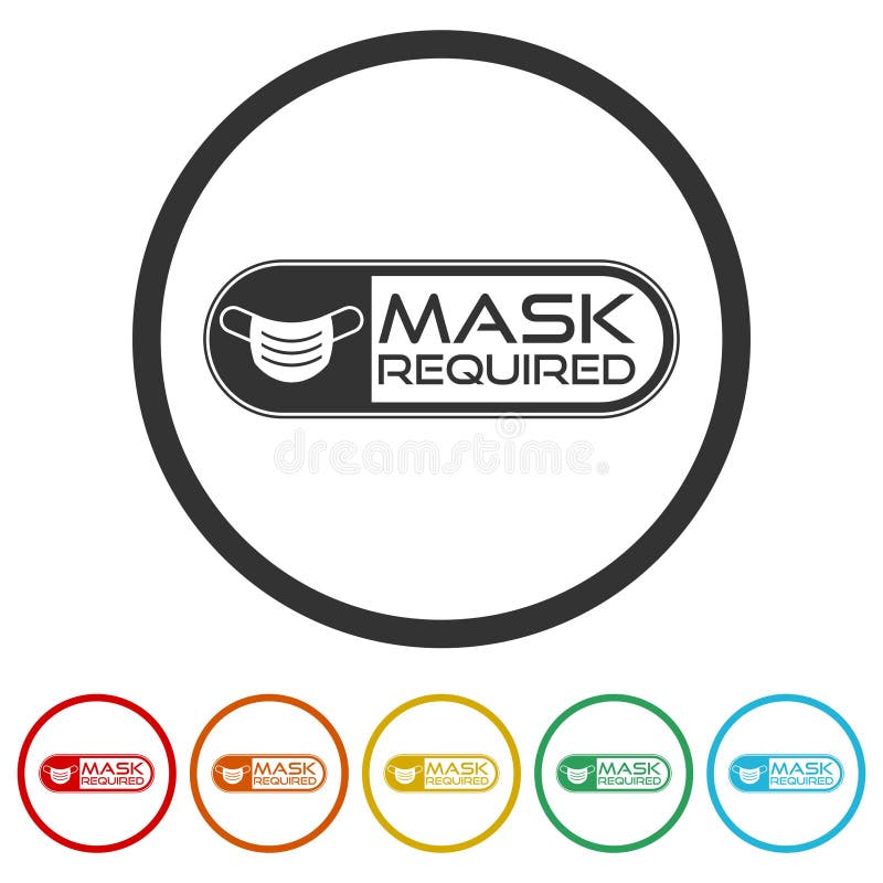 Face Mask Required Ring Icon Color Set Stock Vector - Illustration of ...