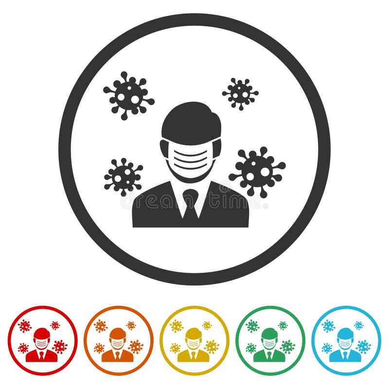 Face Mask Required Ring Icon Color Set Stock Vector - Illustration of ...