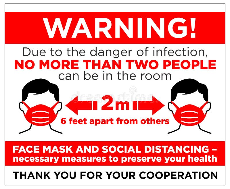 Put on Mask and Keep Safe Distance Stock Vector - Illustration of covid ...