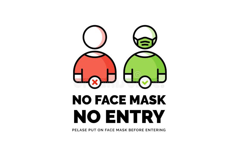 Face Mask Required Warning Prevention Sign. No Face Mask No Entry Sign ...