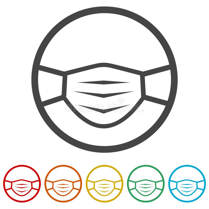 Face Mask Ring Icon, Color Set Stock Vector - Illustration of button ...