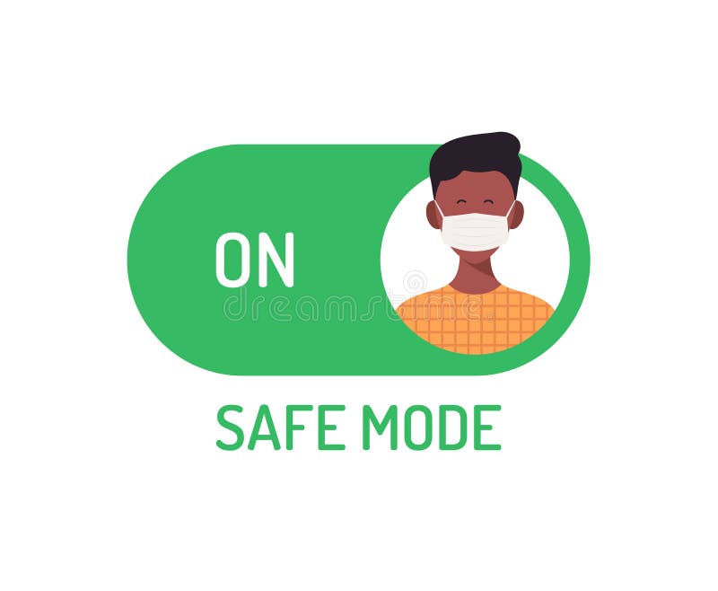 Face Mask Safe Mode Switch Toggle. Flat Vector Illustration with ...