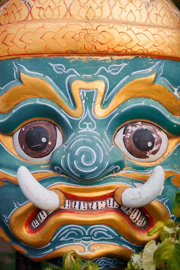 Face mask of Thai god stock image. Image of thai, goddess - 61579455