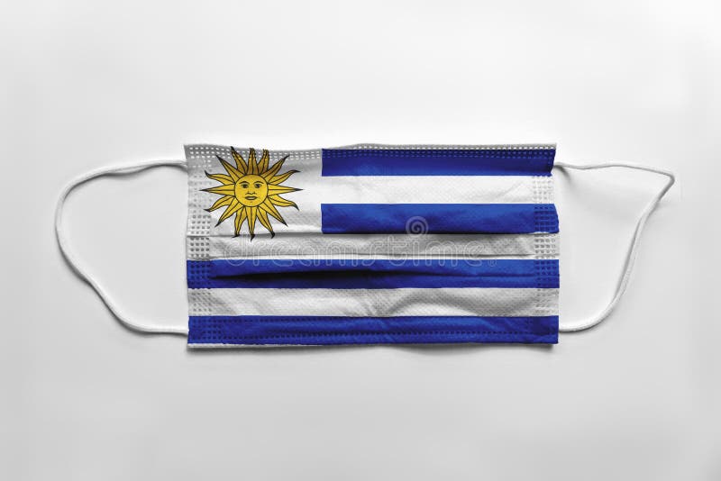 Face Mask with Uruguay Flag Printed, on White Background, Isolated ...
