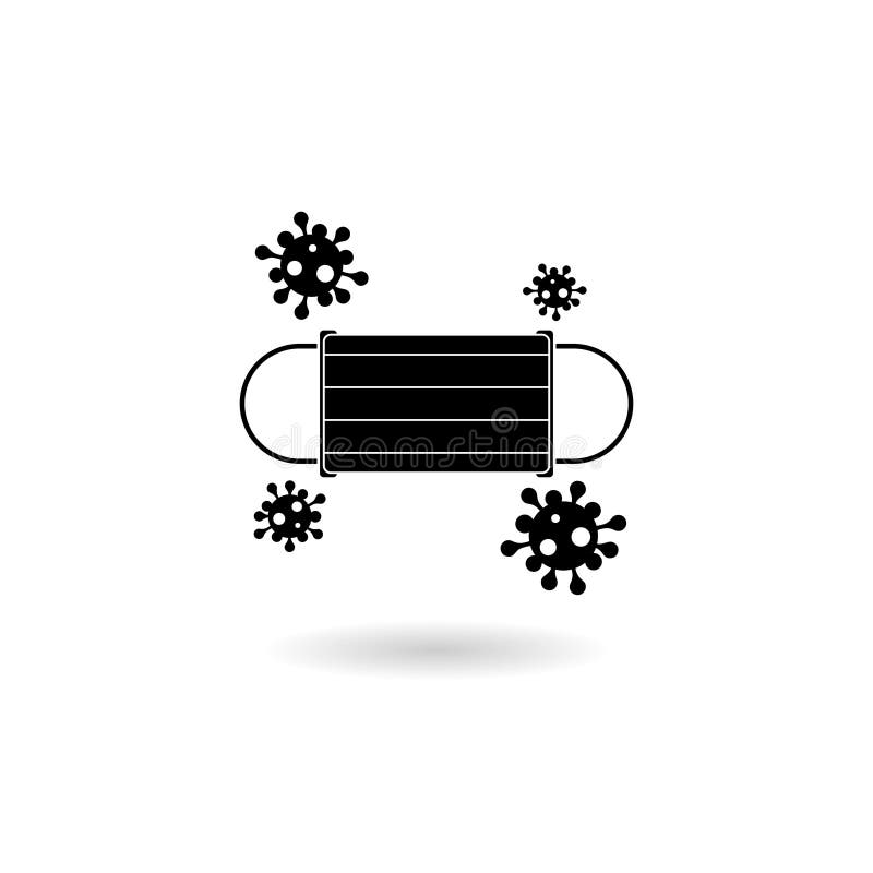 Face Mask and Virus Icon with Shadow Stock Vector - Illustration of ...