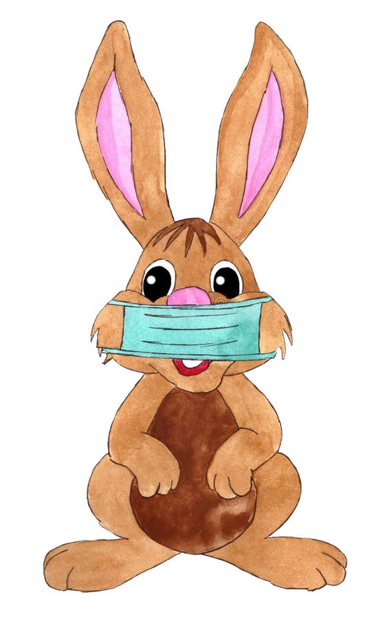 Face masked easter bunny stock illustration. Illustration of colorful ...