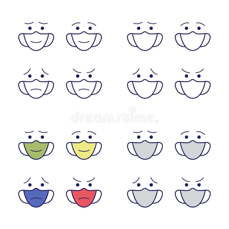 Face masks with expression stock vector. Illustration of cheerful ...
