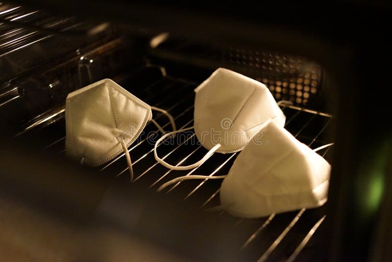 Face Masks in Oven, View from Outside, Door Opened Stock Photo - Image ...
