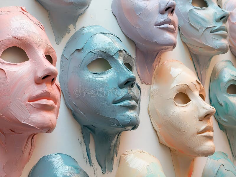 Face Masks Pastel Colors Artistic Makeup Creative Texture Stock ...