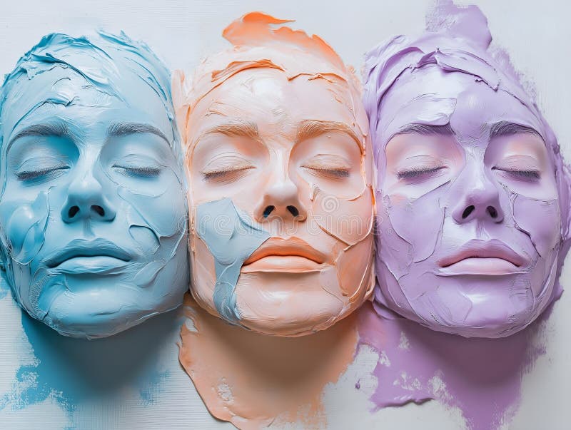 Face Masks Pastel Colors Artistic Makeup Creative Texture Stock ...