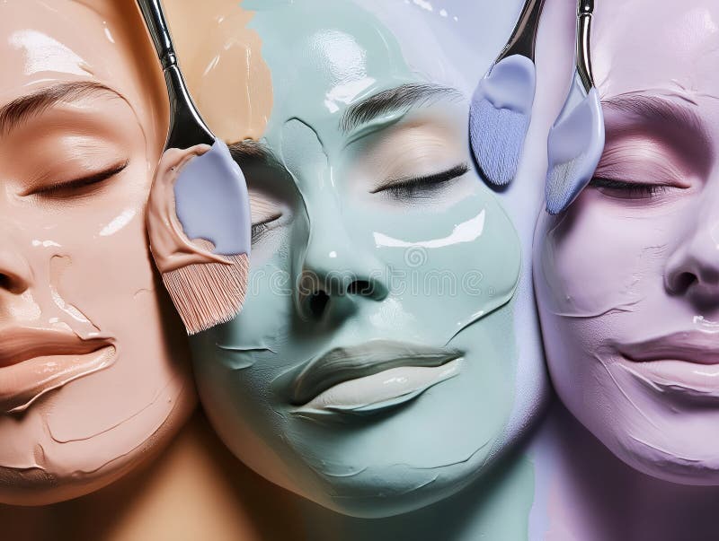 Face Masks Pastel Colors Artistic Makeup Creative Texture Stock ...