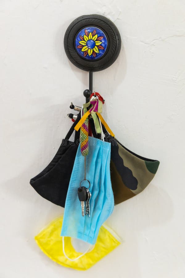 Face Masks of Various Types Hanging Stock Image - Image of background ...