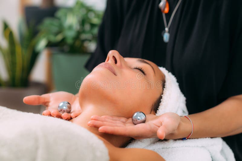 Face Massage with Chinese Meditation Balls Stock Image - Image of room ...