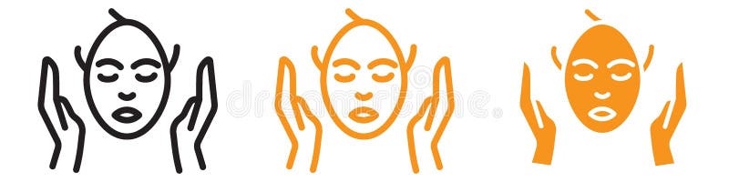 Face Massage Icon Set Relaxation and Spa Illustrations for Wellness and ...