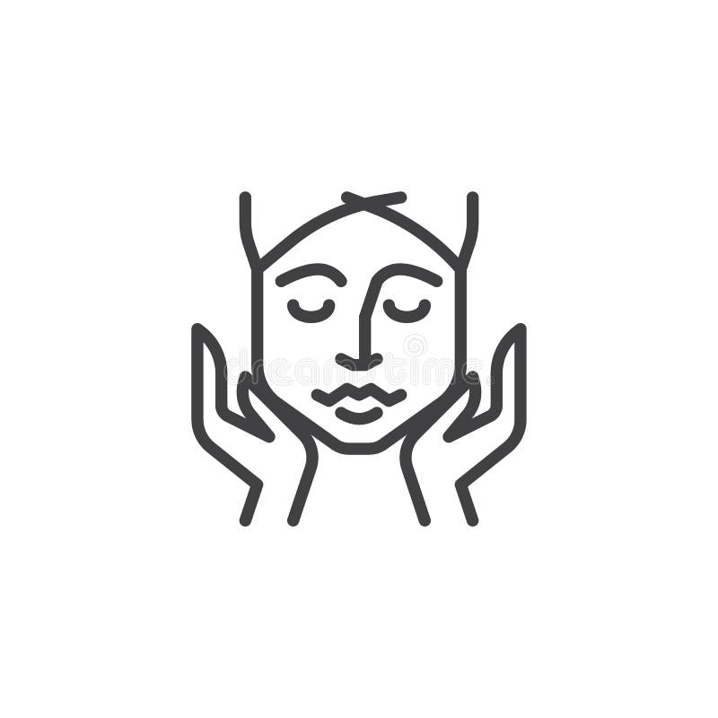 Face Massage Line Icon Stock Vector Illustration Of Beautiful 140634546
