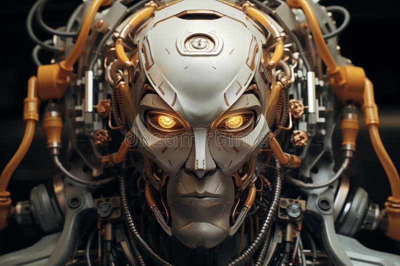 The Face of the Mechanic Robot by Generative AI Stock Illustration ...