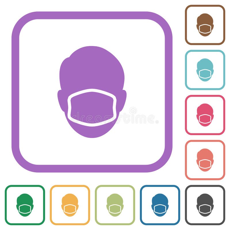 Face with Medical Mask Simple Icons Stock Vector - Illustration of rounded, mask: 197473590