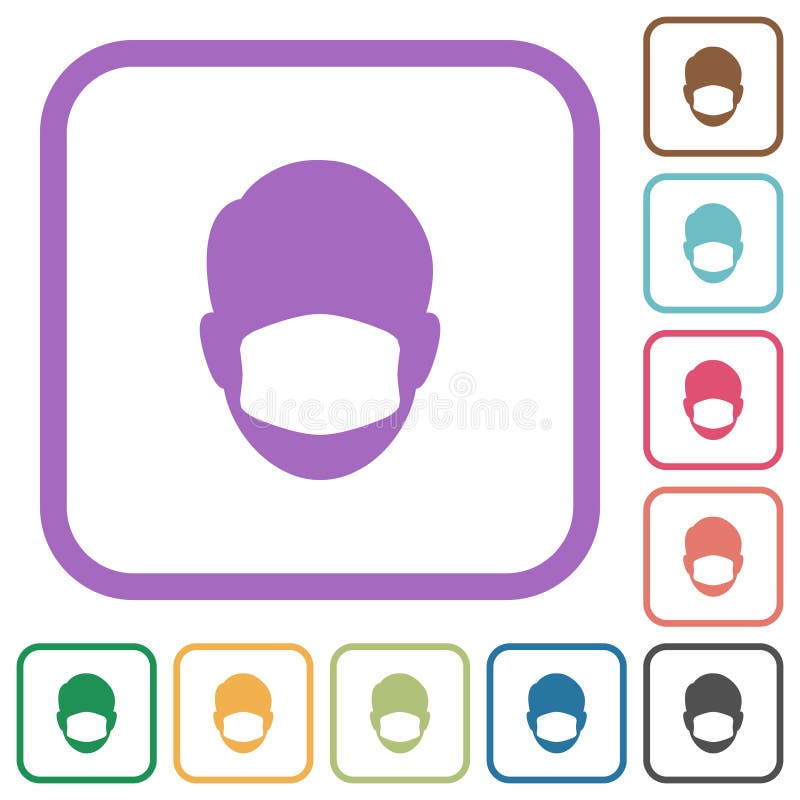 Face with Medical Mask Simple Icons Stock Vector - Illustration of ...