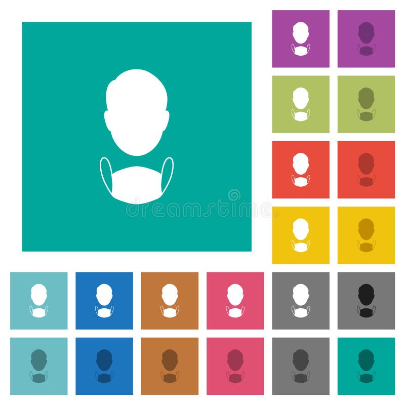 Face and Medical Mask Square Flat Multi Colored Icons Stock Vector ...