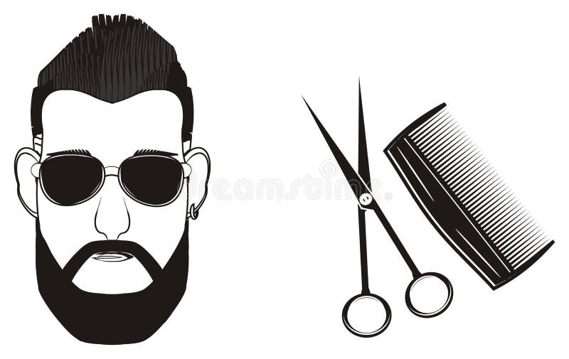 Face of Men with Cut Objects Stock Illustration - Illustration of ears ...