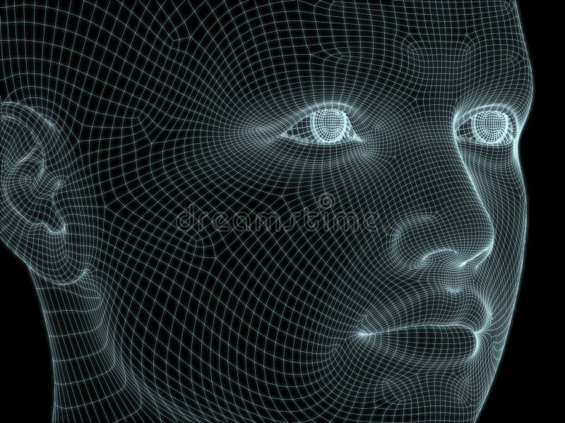 Face Mesh in 3D stock illustration. Illustration of reason - 207671249