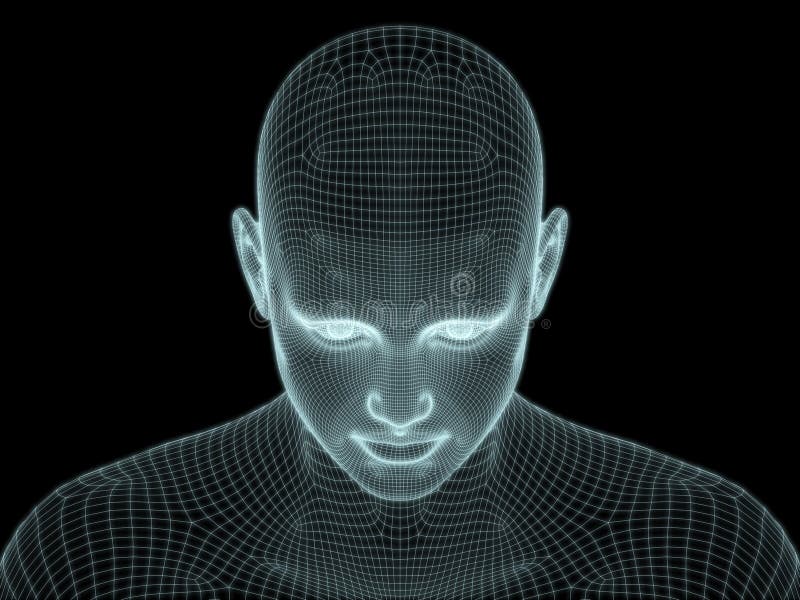 Face Mesh in 3D stock illustration. Illustration of wire - 221081073