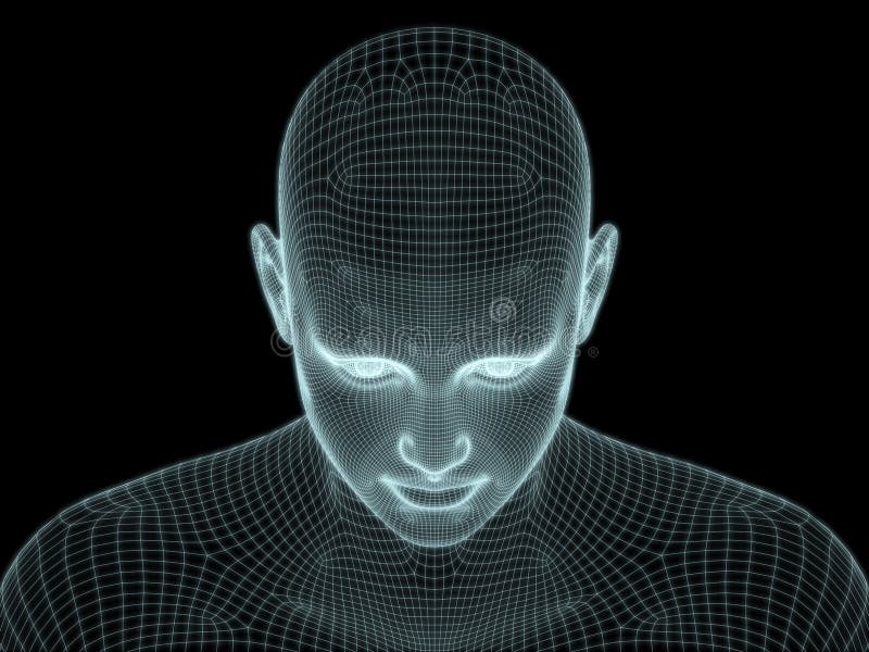 Face Mesh in 3D stock illustration. Illustration of self - 226644458