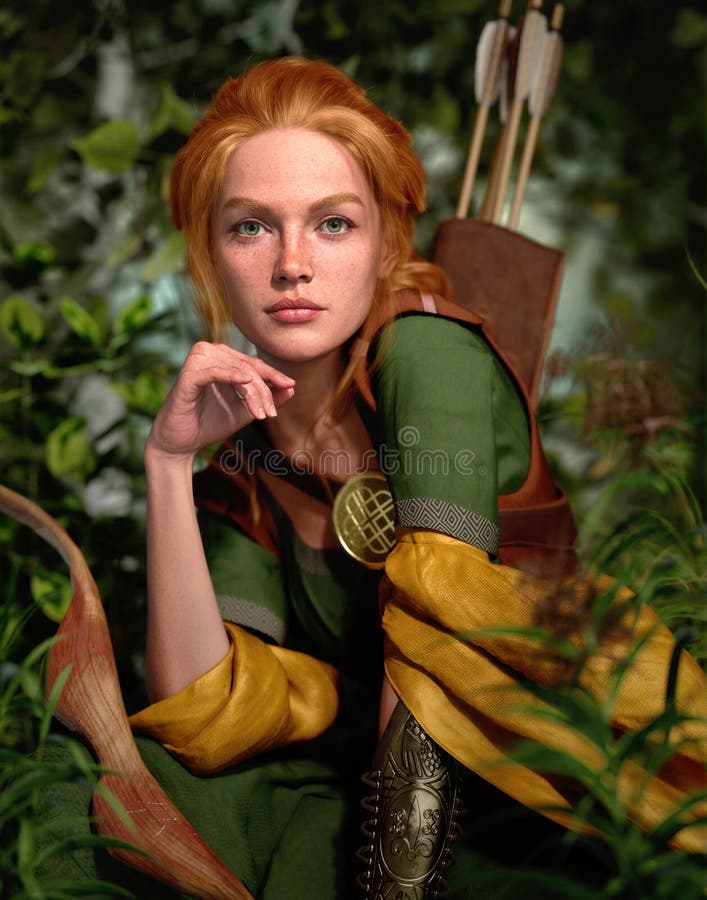 Wood Elf Archer Girl Forest Stock Illustrations – 11 Wood Elf Archer ...