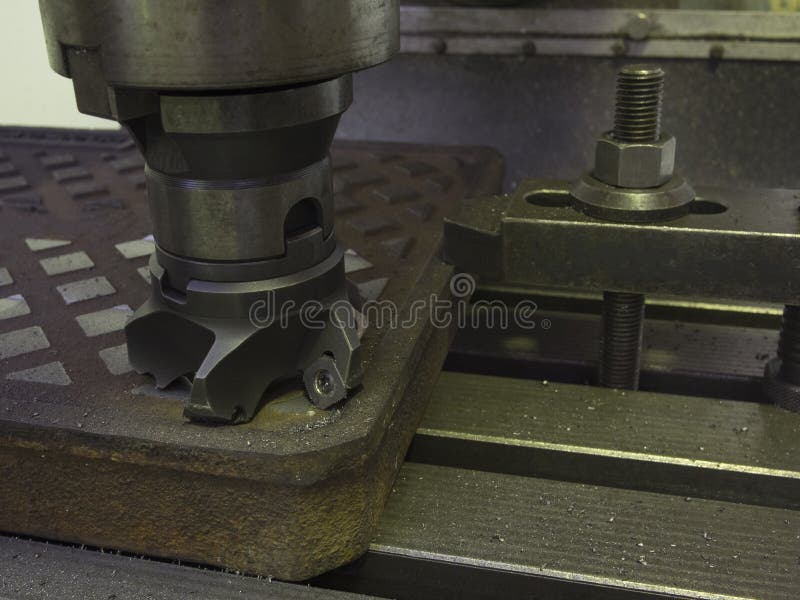 Face Milling Tools Ready To Work on a Metal Plate Stock Image - Image ...